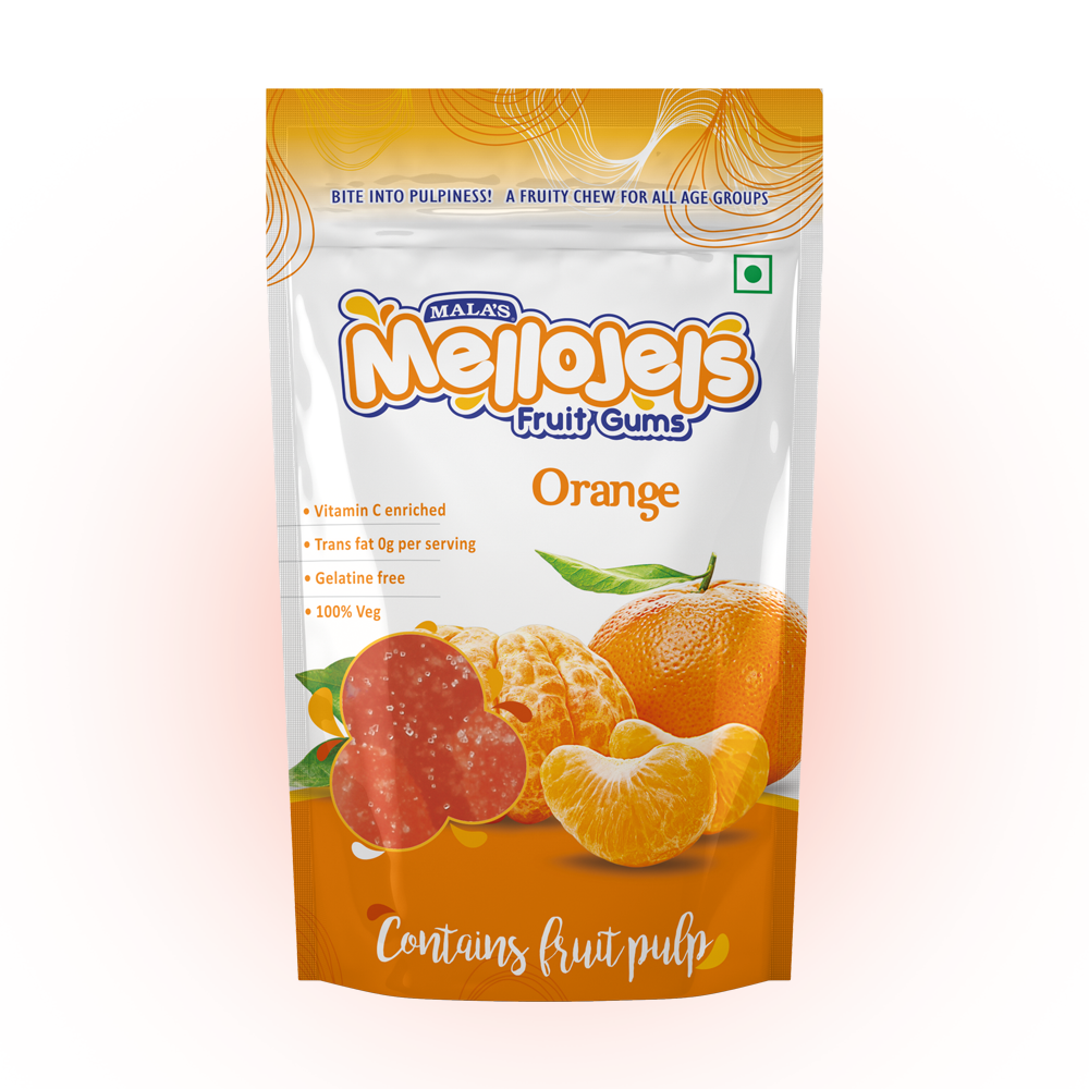 Orange Mellojels Gums 150gm Zip Pouch